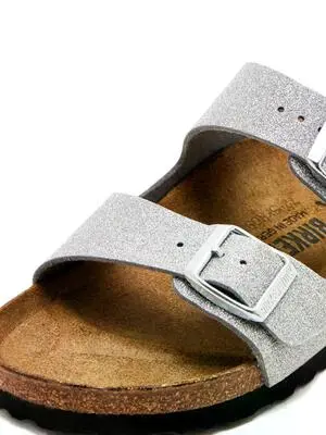 BIRKENSTOCK Glitter Double-buckle Flat Sandals - Silver