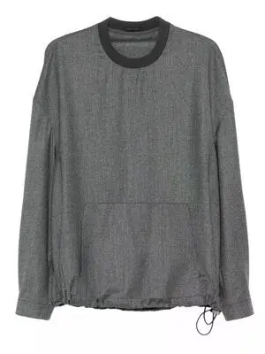 Giorgio Armani Wool Sweatshirt With Drawstring Pocket - Grey