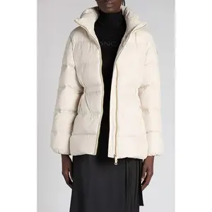 cinched waist puffer jackets