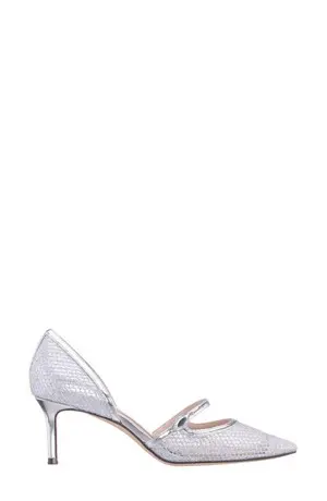 Nina Nashly Pointed Toe Cap-toe Mary Jane Pumps - Silver