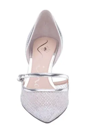Nina Nashly Pointed Toe Cap-toe Mary Jane Pumps - Silver