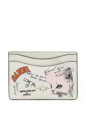 GANNI Kitty Logo Cardholder - Neutrals