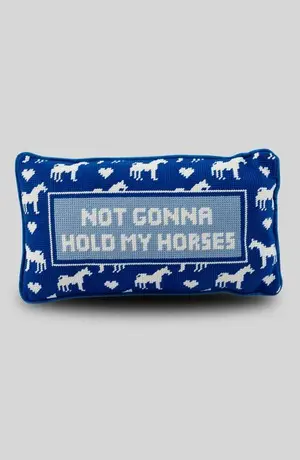 FURBISH Needlepoint Pillow - Hold My Horses