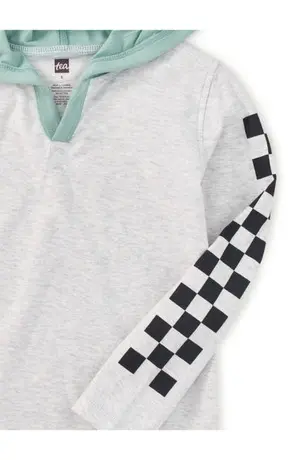 TEA COLLECTION Checker Sleeves Happy Hoodie