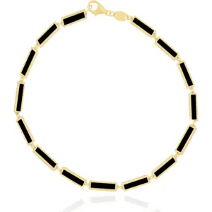 THE LOVERY FINE JEWELRY 14k Yellow Gold Bracelet With Bars - Onyx