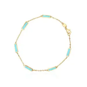 THE LOVERY 14k Yellow Gold Bar Chain Bracelet - Turquoise