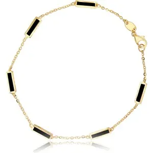 THE LOVERY FINE JEWELRY 14k Yellow Gold Bracelet With Bars - Onyx