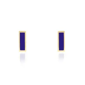 THE LOVERY FINE JEWELRY 14k Yellow Gold Lapis Bar Stud Earrings
