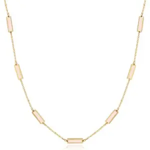 THE LOVERY FINE JEWELRY 14k Yellow Gold Pink Pearl Bar Chain Necklace - Pink Mixed