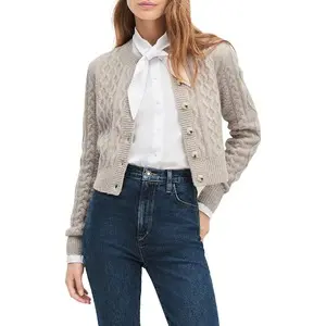 FAVORITE DAUGHTER The Eleanor Merino Wool & Cashmere Blend Crop Cardigan - Basmati