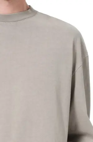 AGOLDE Asha Long Sleeve Cotton T-shirt - Wicker Medium Dark Grey