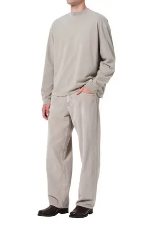 AGOLDE Asha Long Sleeve Cotton T-shirt - Wicker Medium Dark Grey