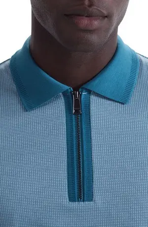 Bugatchi Quarter Zip Polo - Teal