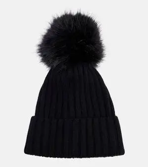 Moncler Logo Ribbed-knit Wool Beanie - Black
