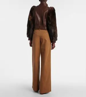 Chloé Cropped Shearling-trimmed Leather Jacket