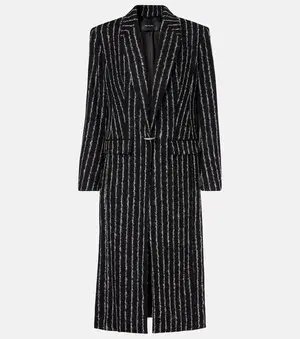 MUGLER Pinstripe Wool-blend Coat - Black
