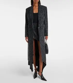 MUGLER Pinstripe Wool-blend Coat
