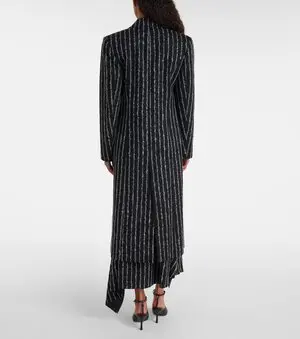 MUGLER Pinstripe Wool-blend Coat