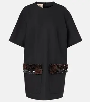 Plan C Sequined Wool-blend Minidress - Grey