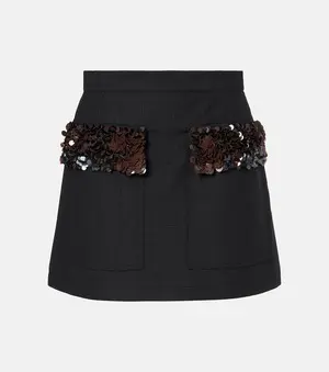 Plan C Sequined Wool-blend Miniskirt - Grey