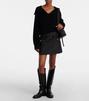 Plan C Sequined Wool-blend Miniskirt
