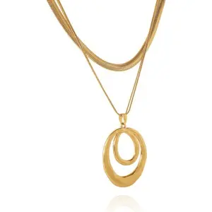 Bcbgmaxazria Layered Necklace With Spiral Pendant - Gold