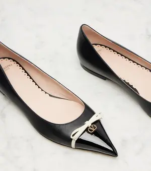 Valentino Garavani Bepointy Leather Ballet Flats - Black