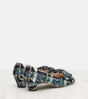 Valentino Garavani Bowow 45 Bow-detail Tweed Pumps - Multicoloured
