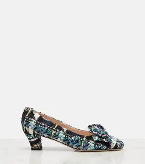 Valentino Garavani Bowow 45 Bow-detail Tweed Pumps - Multicoloured