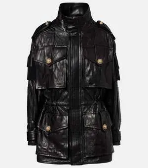 Balmain Leather Parka Jacket