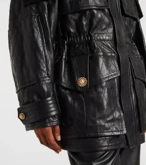 Balmain Leather Parka Jacket