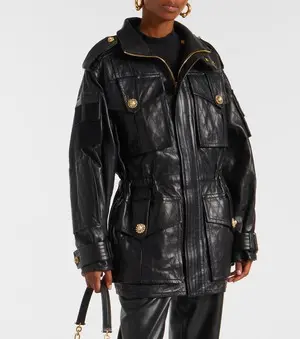 Balmain Leather Parka Jacket