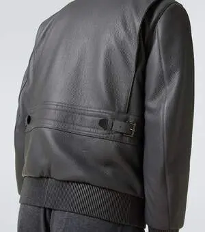 Brioni Shearling-trimmed Leather Bomber Jacket