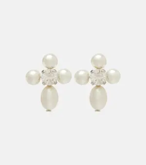 Simone Rocha Pebble Pearl And Crystal-embellished Earrings - White