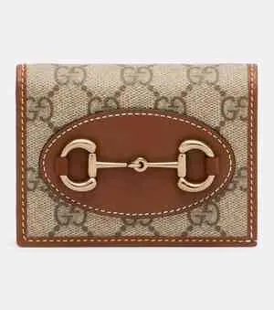 Gucci Horsebit 1955 Leather-trimmed Wallet - Beige