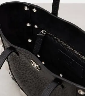 Valentino Garavani Nellcôte Mini Embellished Leather Shopper - Black