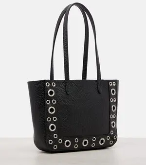 Valentino Garavani Nellcôte Mini Embellished Leather Shopper - Black