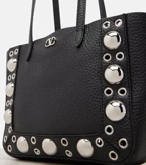Valentino Garavani Nellcôte Mini Embellished Leather Shopper - Black