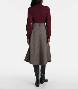 Brunello Cucinelli Wool And Linen-blend Midi Skirt