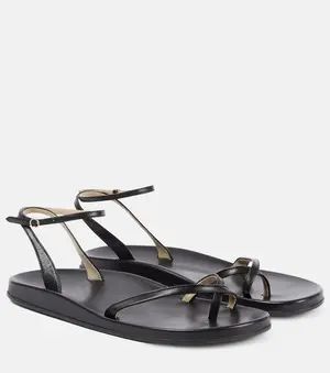 THE ROW Hugh Leather Sandals - Black