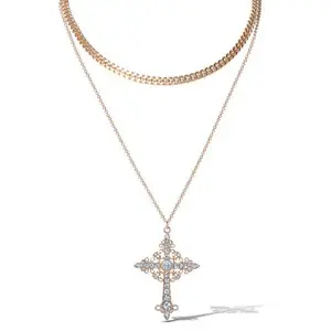 Jessica Simpson Layered Cross Pendant Necklace - Gold