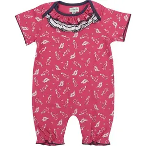 LILLY + SID Organic Cotton Seahorse Print Romper - Pink