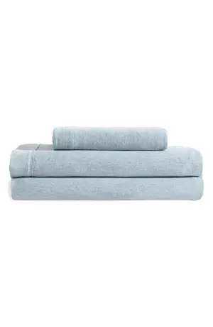Calvin Klein Mélange Cotton Blend Jersey Sheet Set - Lt-pastel Blue