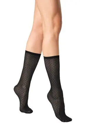 Wolford Dot Crew Socks - Black/black