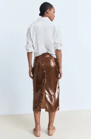 Mango Sequin Embellished Midi Pencil Skirt
