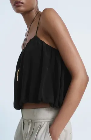 Mango Bubble Hem Crop Top