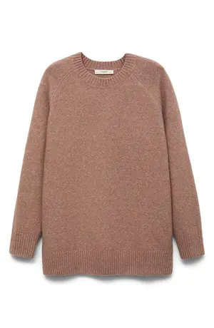 Mango Crewneck Raglan Sleeve Sweater - Medium Brown