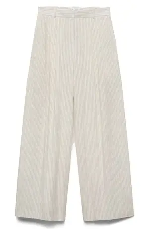 Mango Stripe Cotton Wide-leg Pants