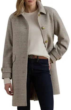 Plaid Wool Coats with Flap Pockets
