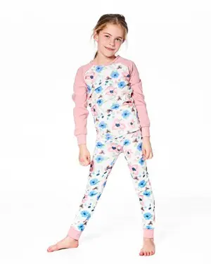 DEUX PAR DEUX Organic Cotton Two-piece Pajamas - Off-white Flower Print